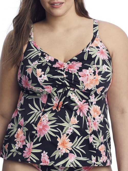 Elomi Plus Size Dark Tropic Tankini Top In Black | ModeSens