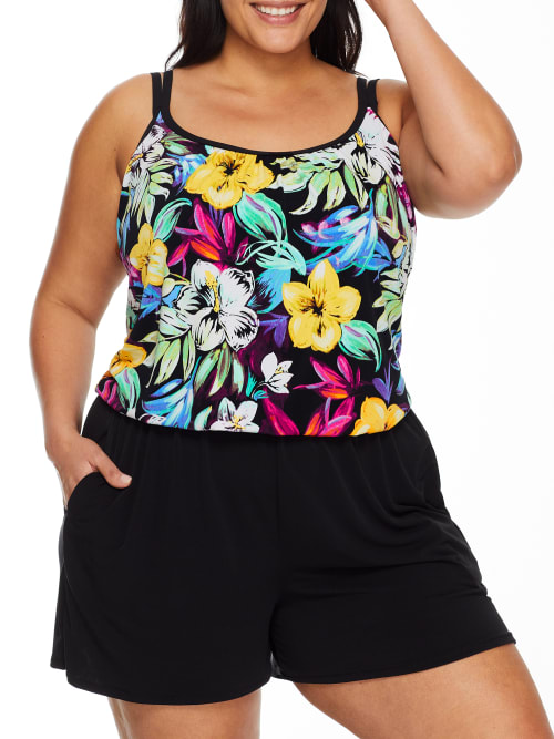 Maxine Of Hollywood Plus Size Island Mist One piece Romper In Black maxine-of-hollywood-plus-size-island-mist-one-piece-romper-in-black